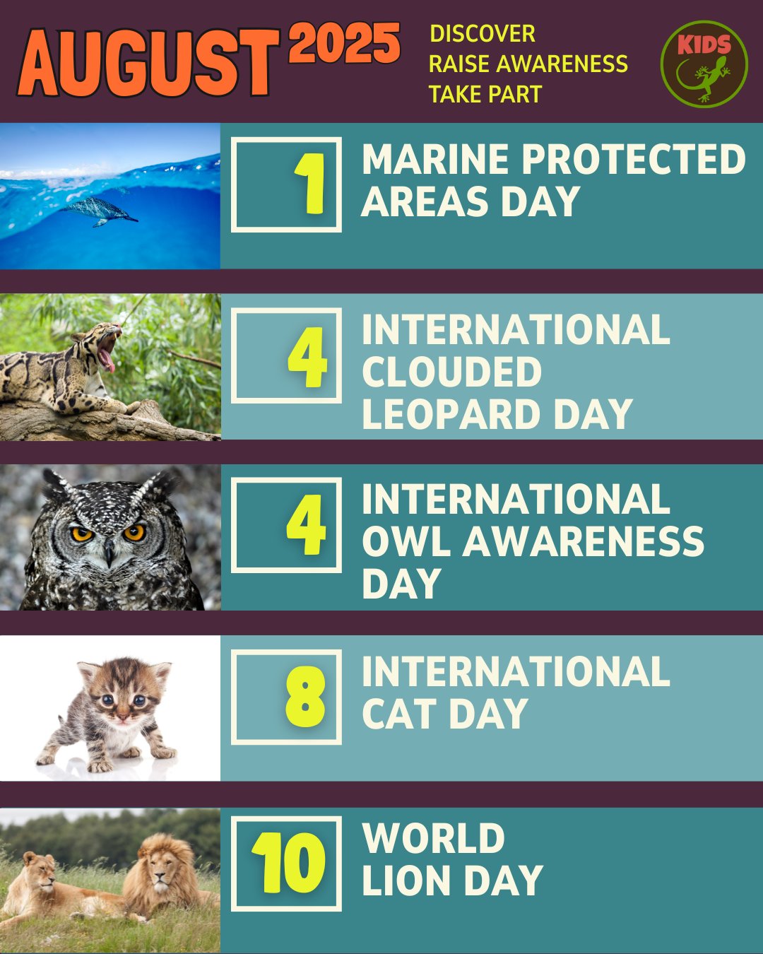 August 2025 environmental calendar