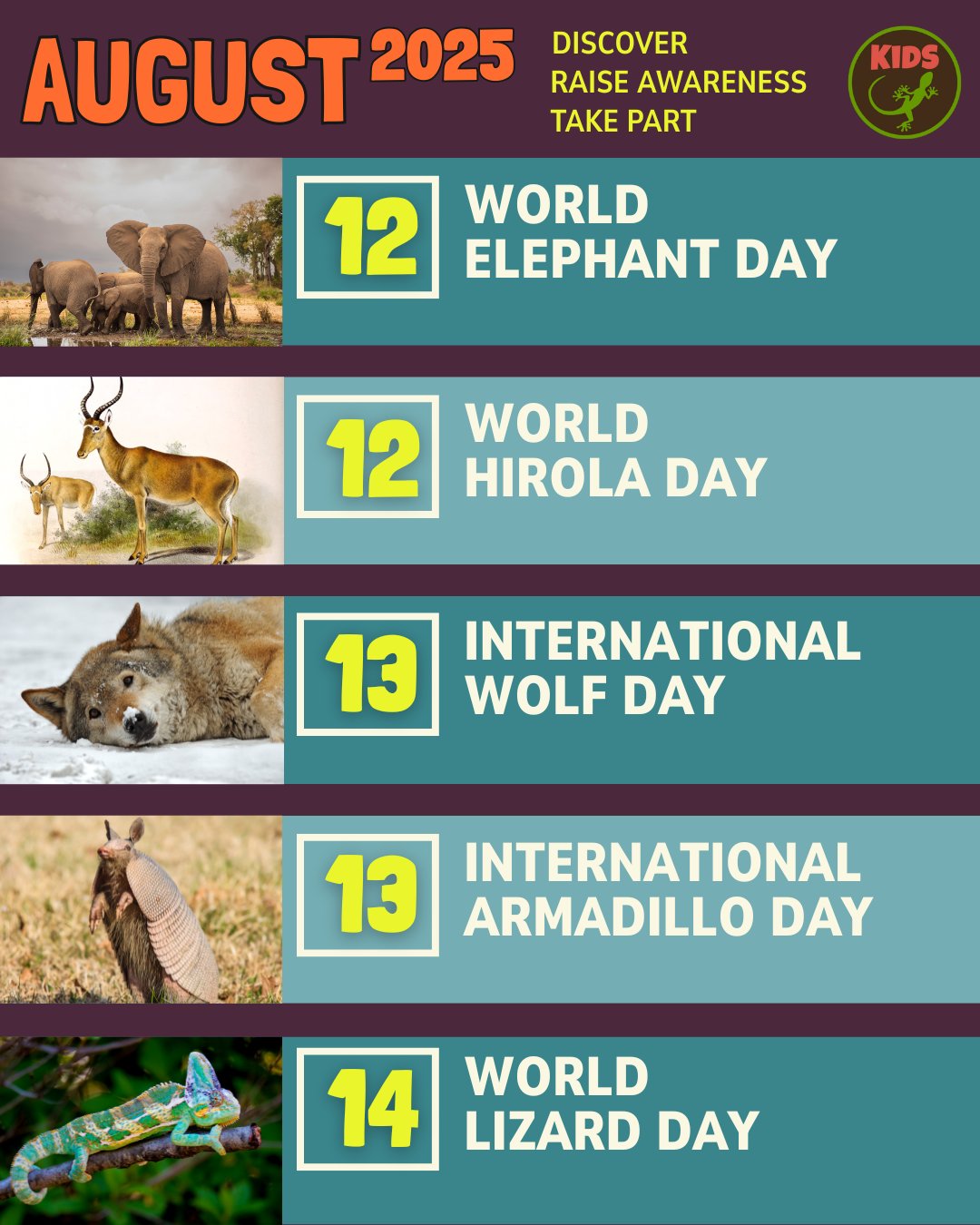 August 2025 environmental calendar